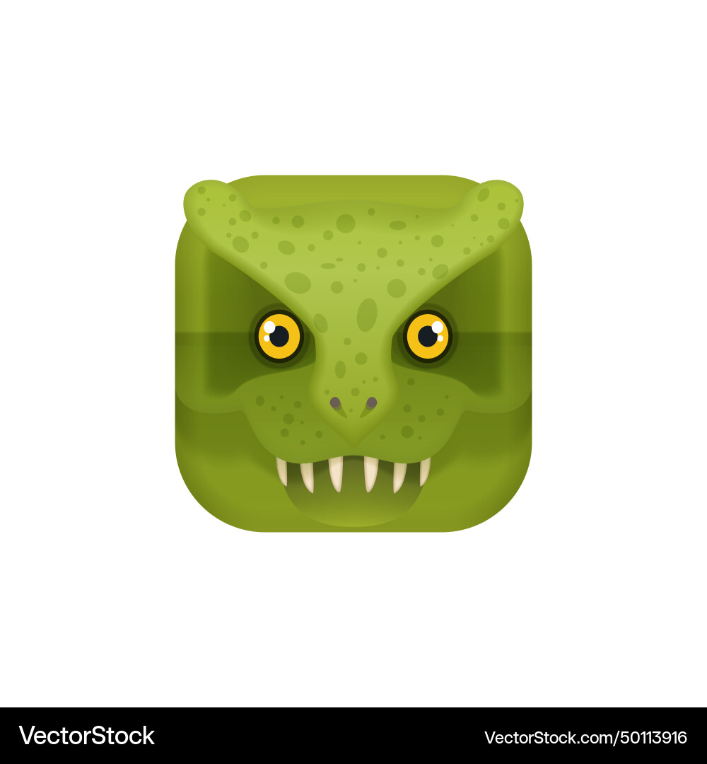 Cute square green crocodile face kawaii avatar Vector Image