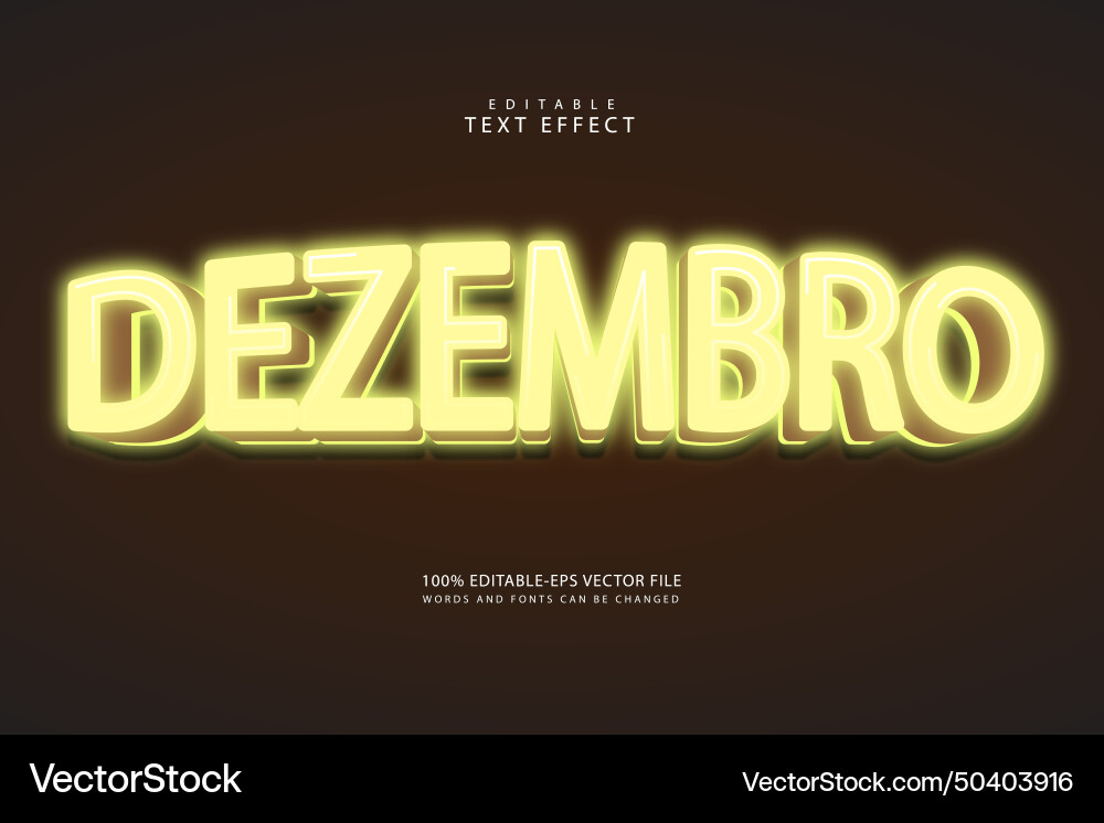 Dezembro editable text effect 3 dimension emboss Vector Image