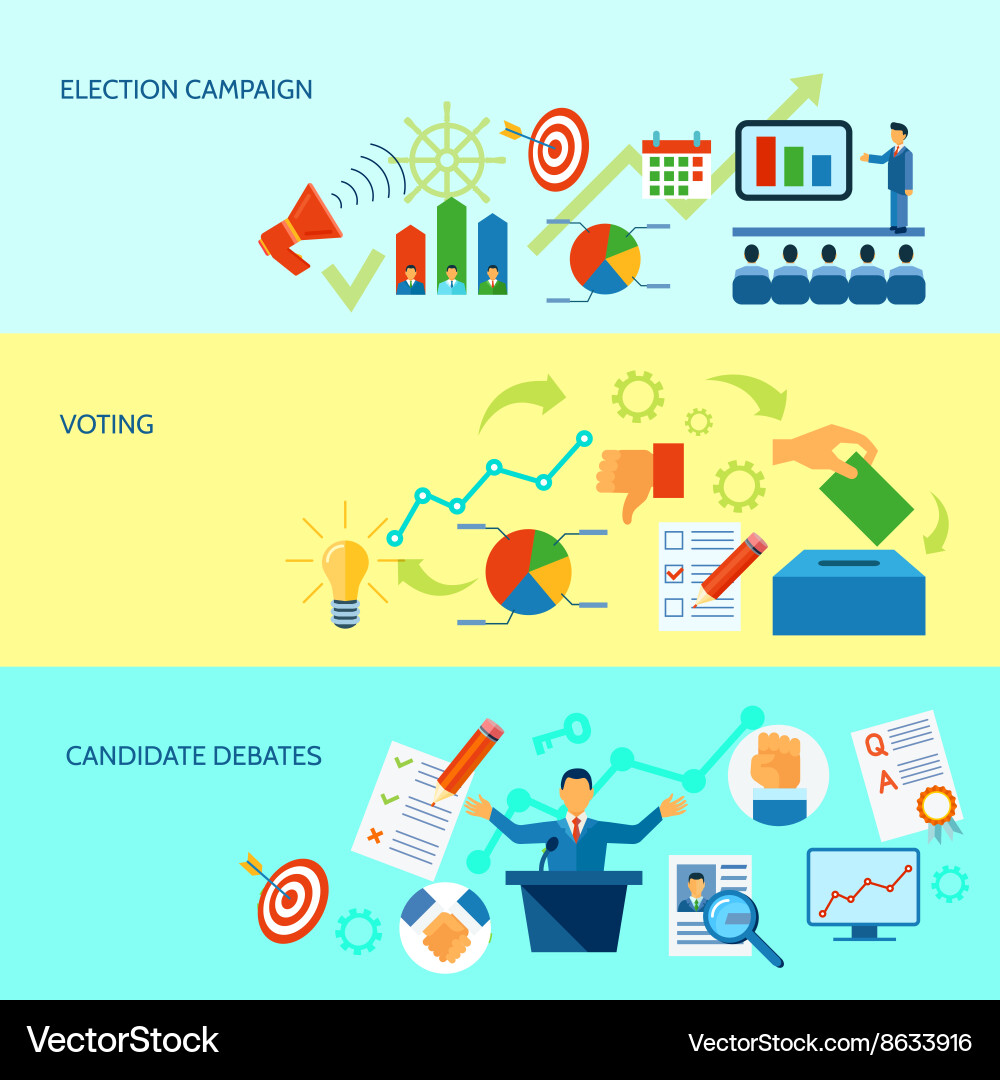 Election campaign process banner Royalty Free Vector Image