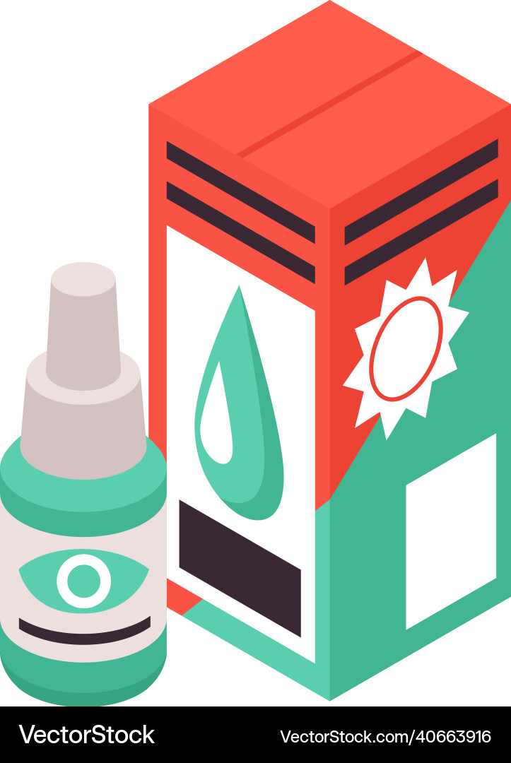 Eye drops isometric composition Royalty Free Vector Image
