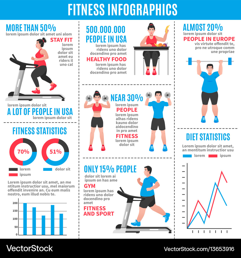 Fitness colored infographics Royalty Free Vector Image