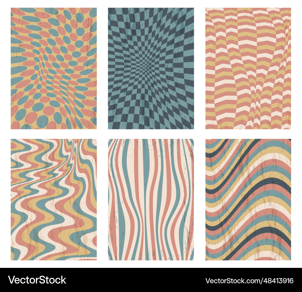 Hippie poster background retro groovy geometric Vector Image