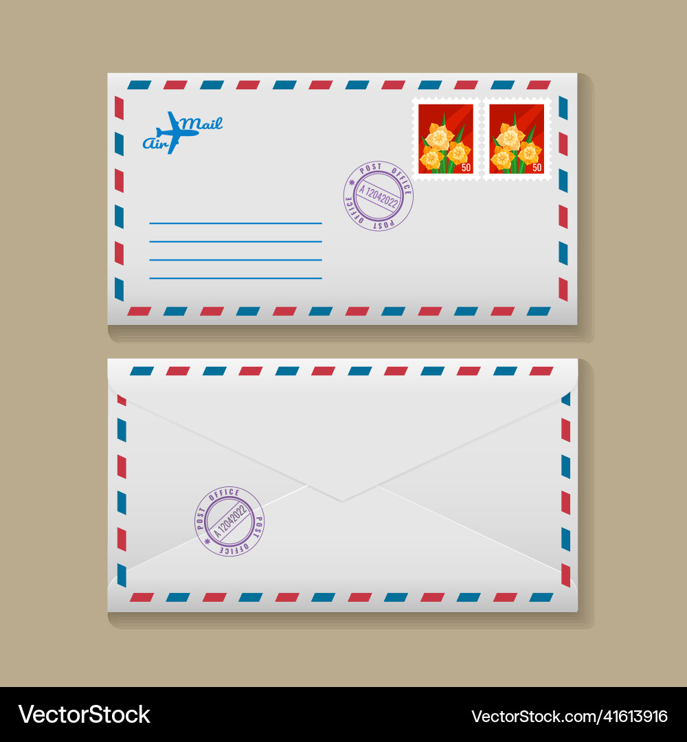 Realistic 3d airmail envelope Royalty Free Vector Image