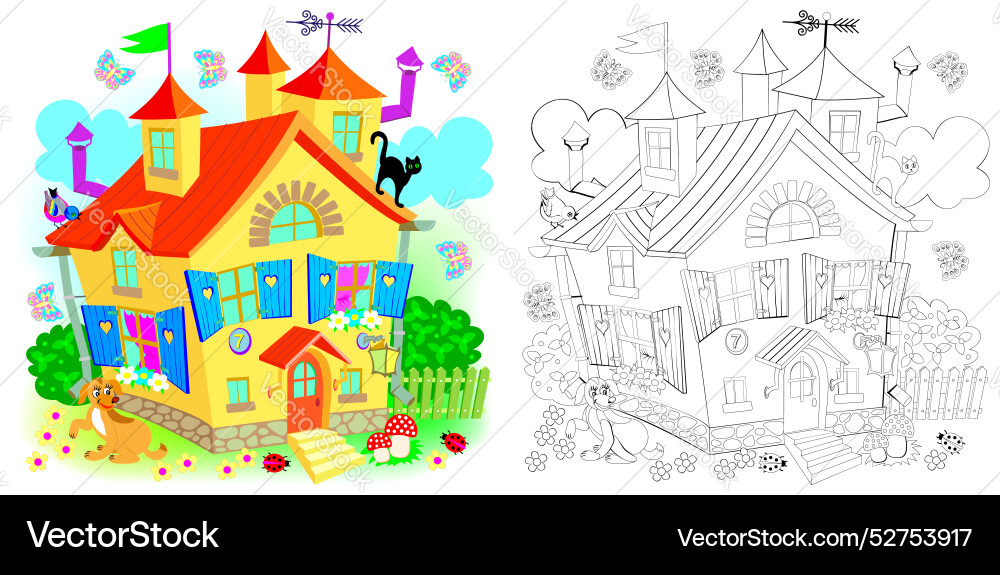 Colorful and black white pattern for coloring Vector Image