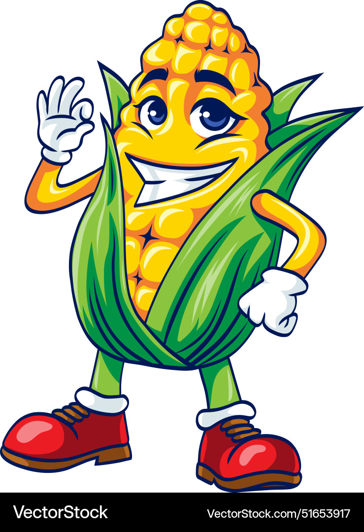 Corn cartoon mascot character design Royalty Free Vector