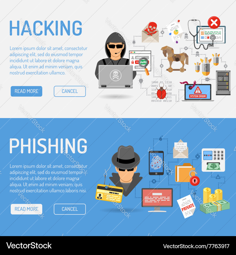 Cyber crime banners Royalty Free Vector Image - VectorStock