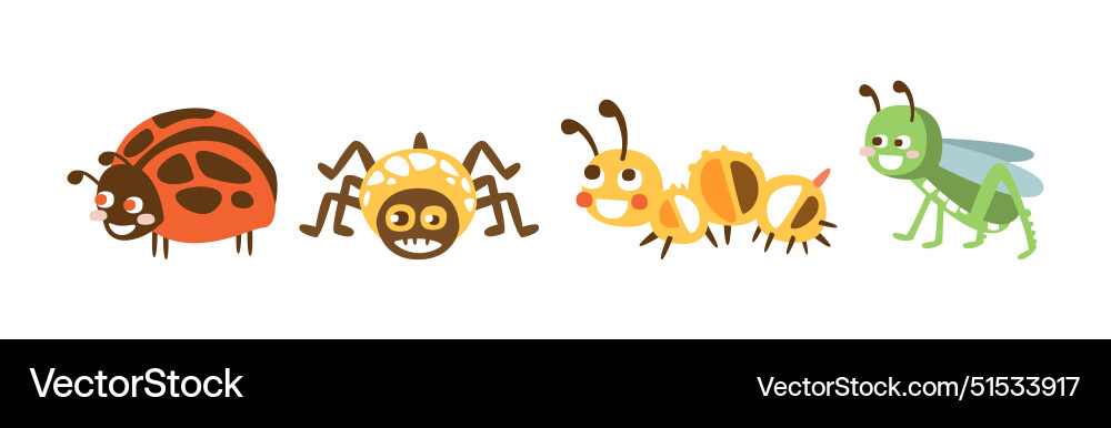 Funny insect character with cute smiling face Vector Image