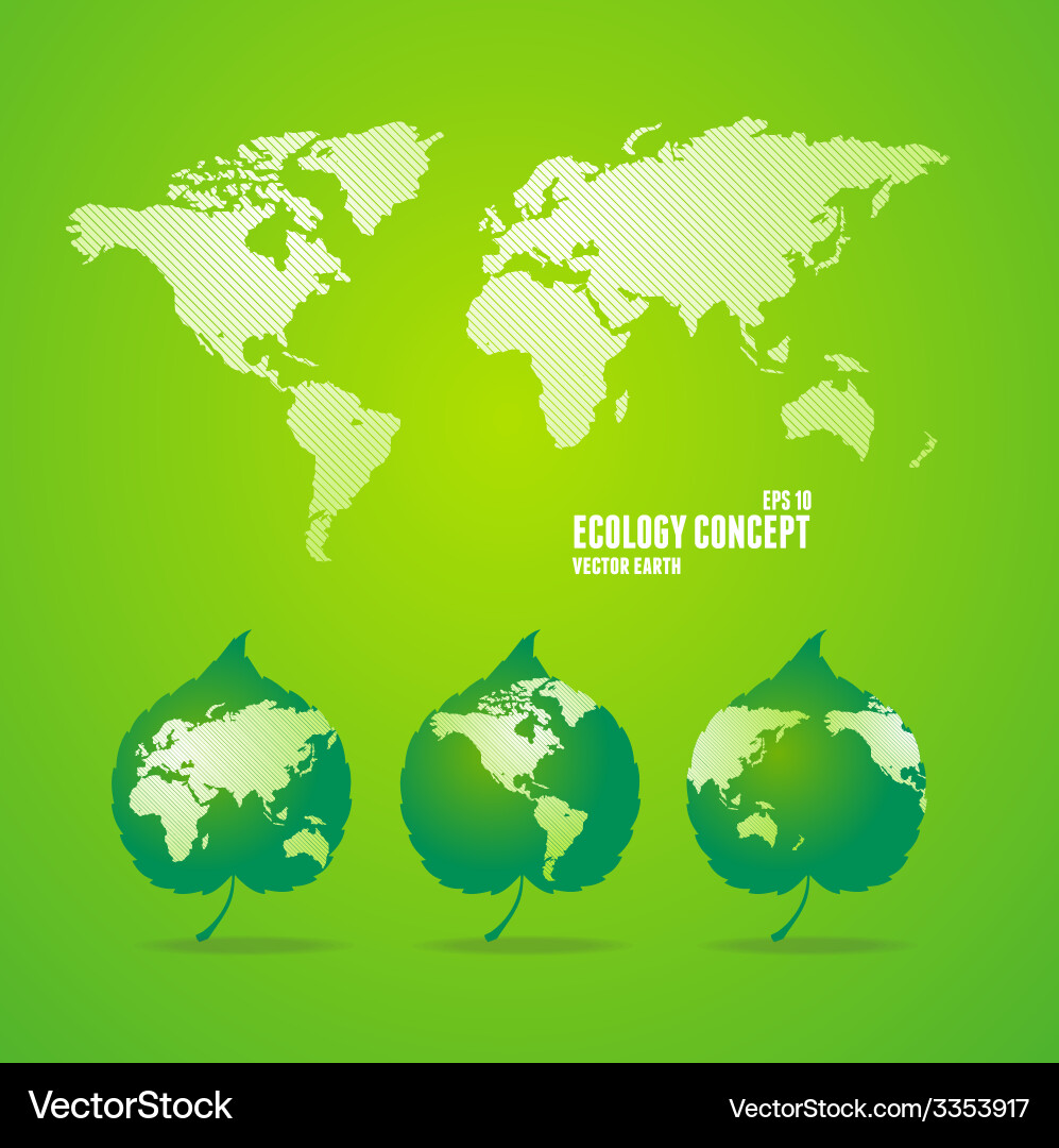 Green world map Royalty Free Vector Image - VectorStock