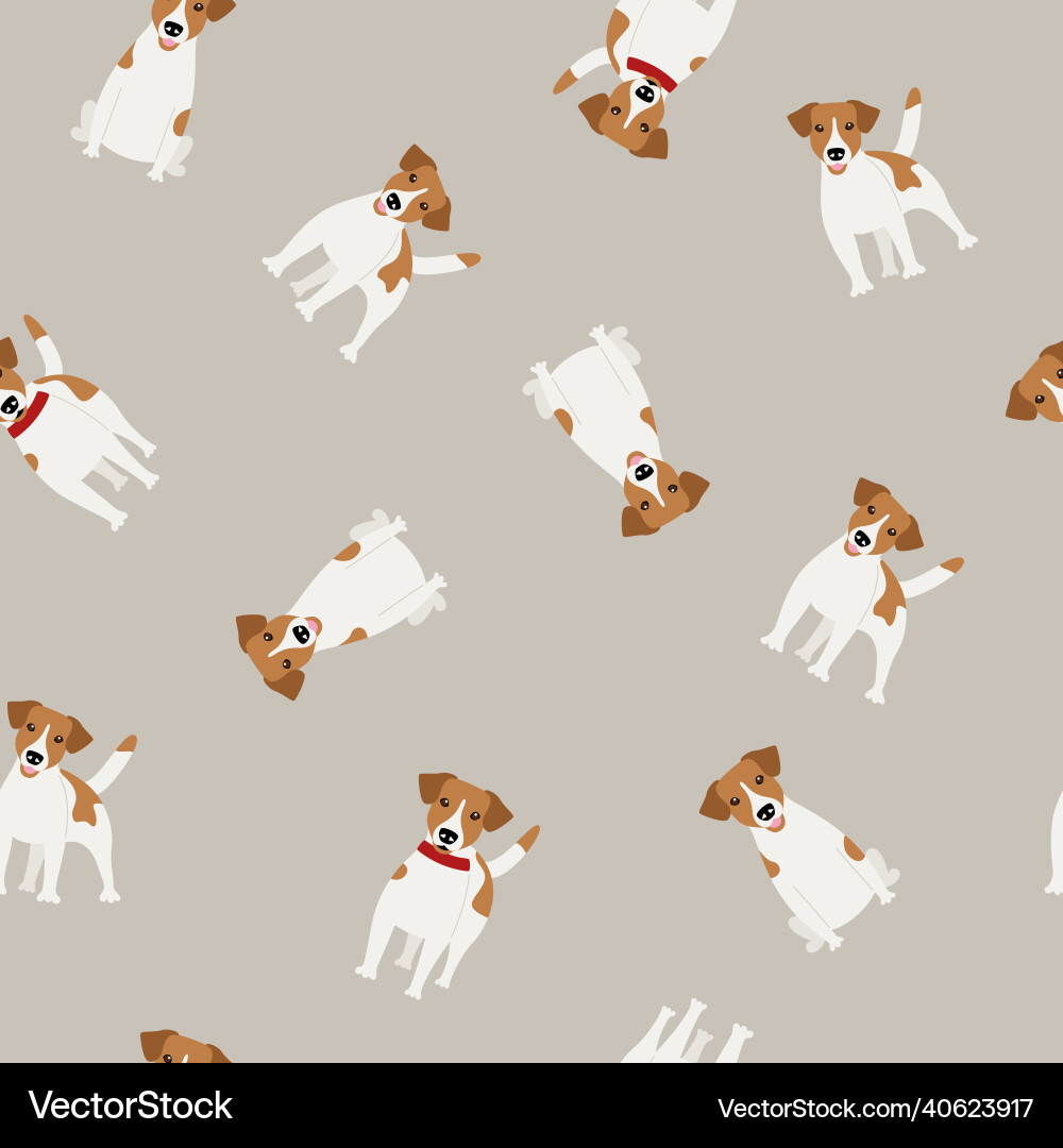 Jack Russell Terrier Pattern - Playful Poses Vector Image