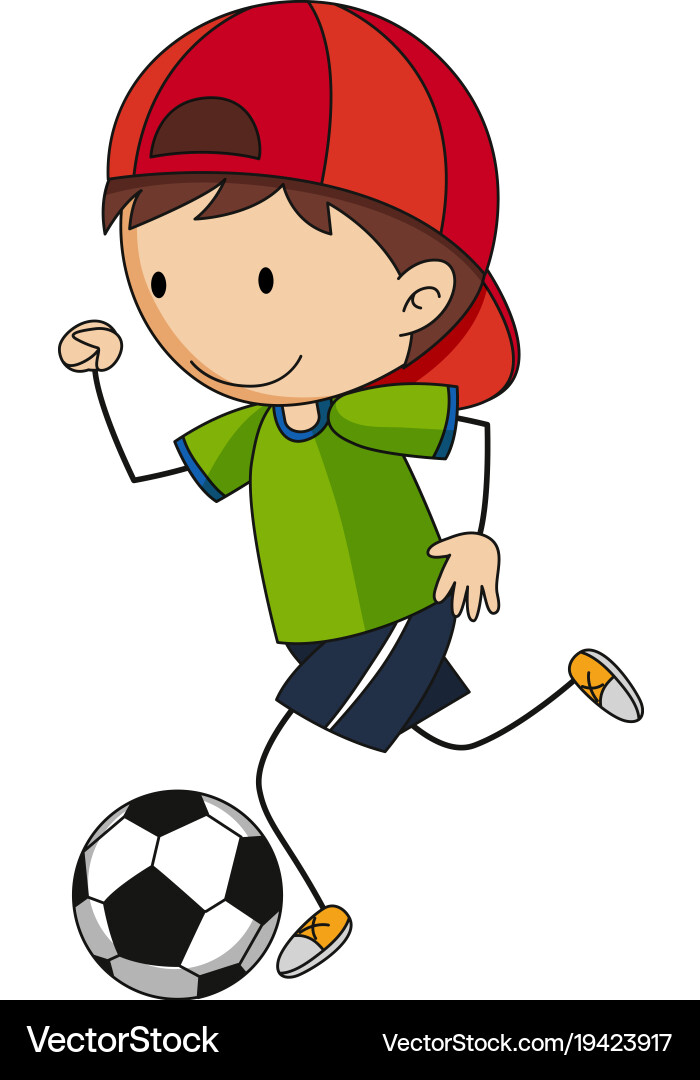 Little boy playing football Royalty Free Vector Image