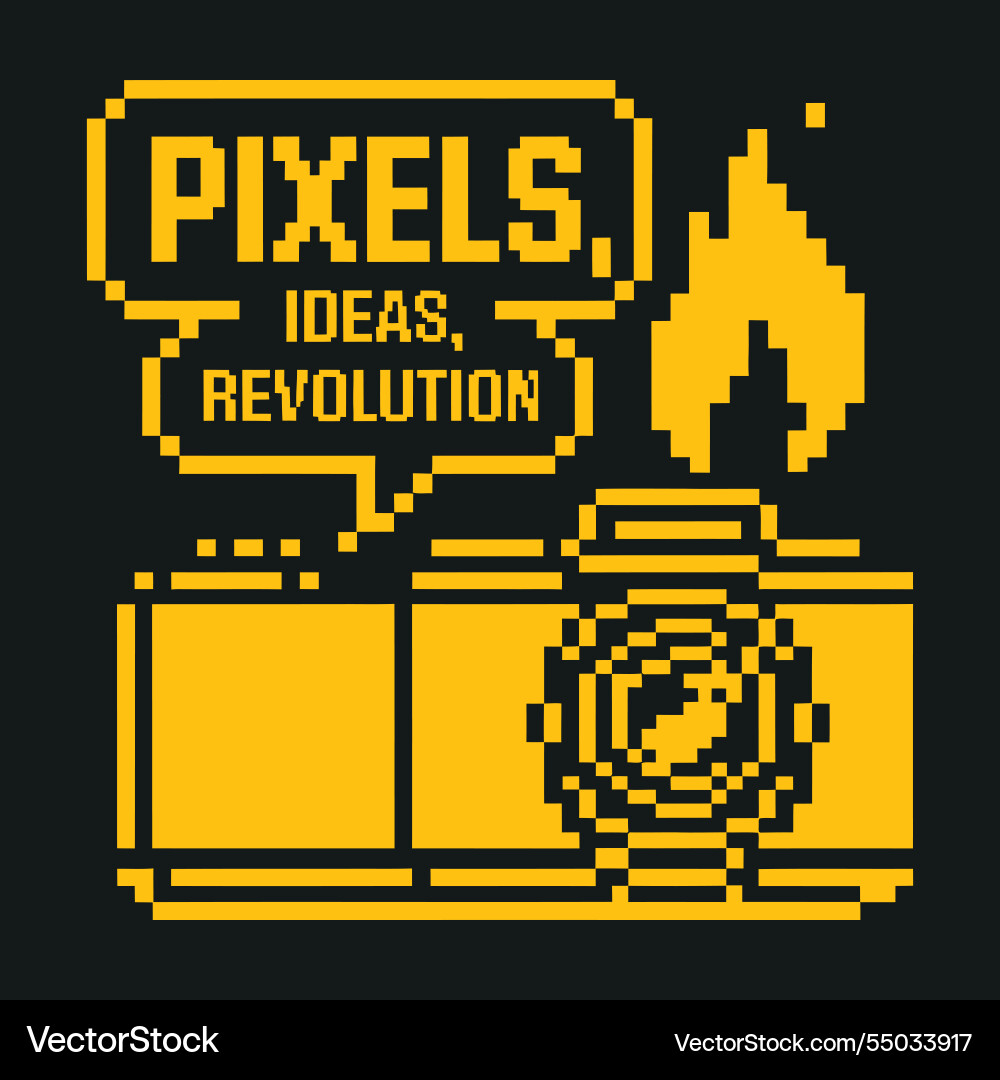 Pixels are the digital revolution retro computer Vector Image