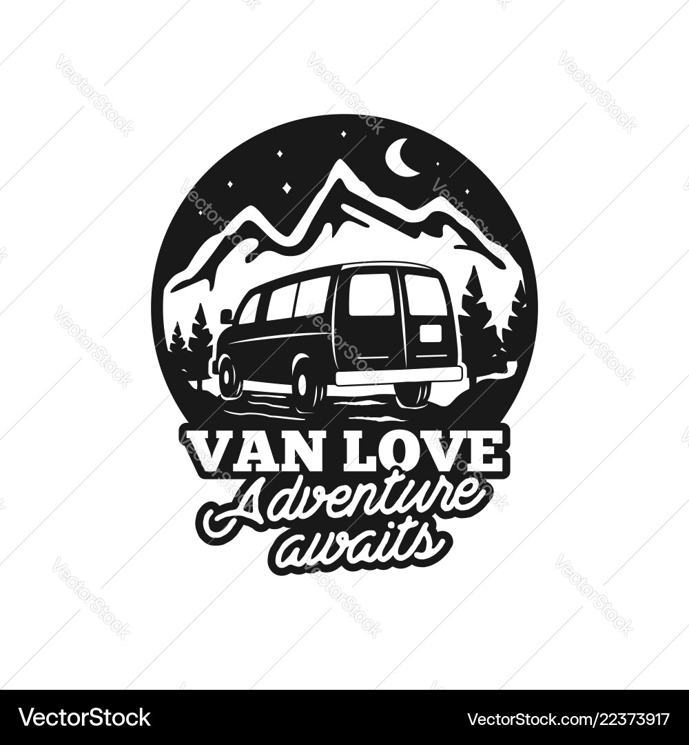 Retro Camping Van Adventure Royalty Free Vector Image