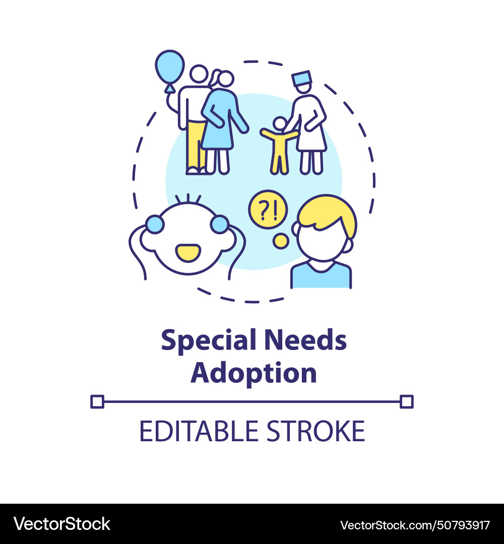 Special needs adoption multi color concept icon Vector Image