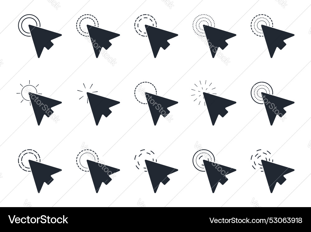 Collection of arrow pointer cursor icon click Vector Image