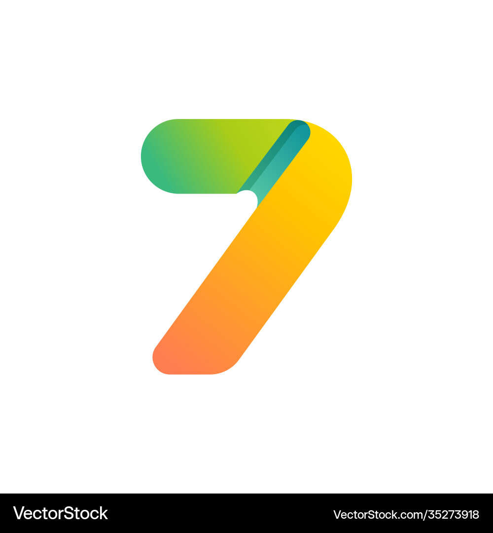 Colorful gradient number seven logo Royalty Free Vector