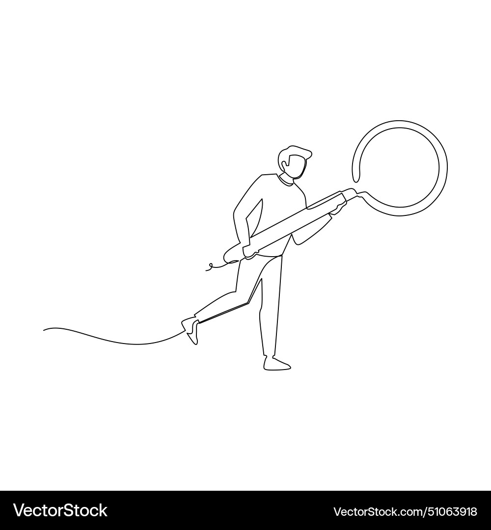 Continuous line drawing businessman searching Vector Image