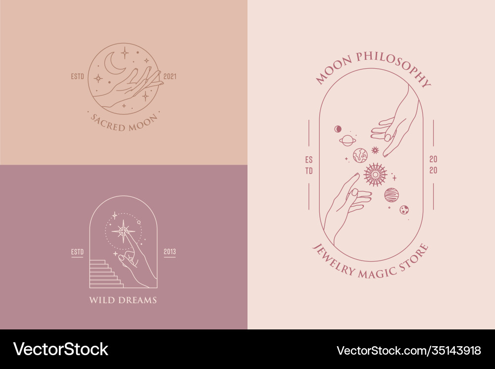 Hand gestures set logo design templates Royalty Free Vector