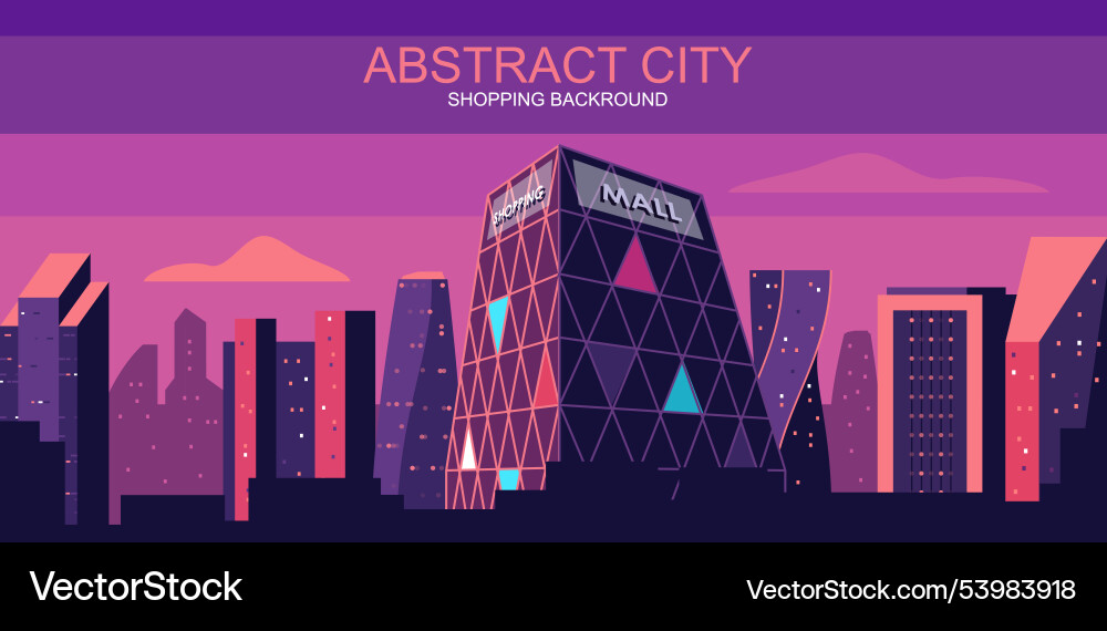 In simple flat style - city skyline with mall Vector Image