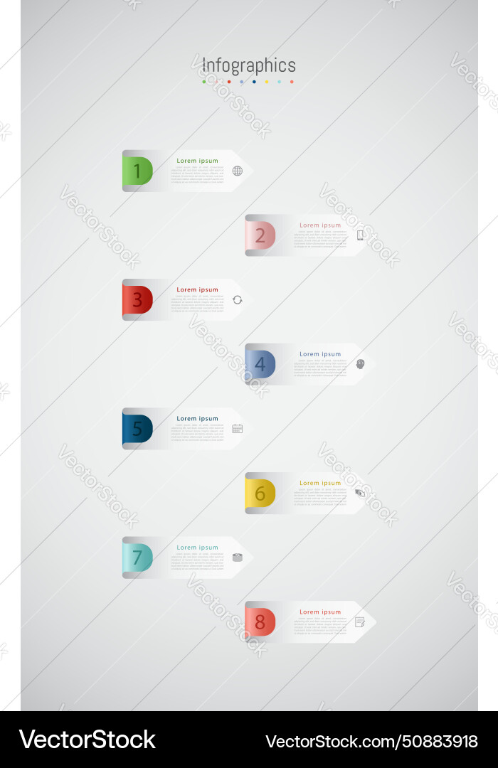Infographic 8 options design elements Royalty Free Vector