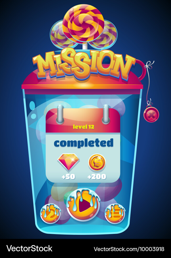 Mission completed window Royalty Free Vector Image