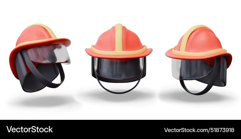Modern firefighter helmet in different positions Vector Image