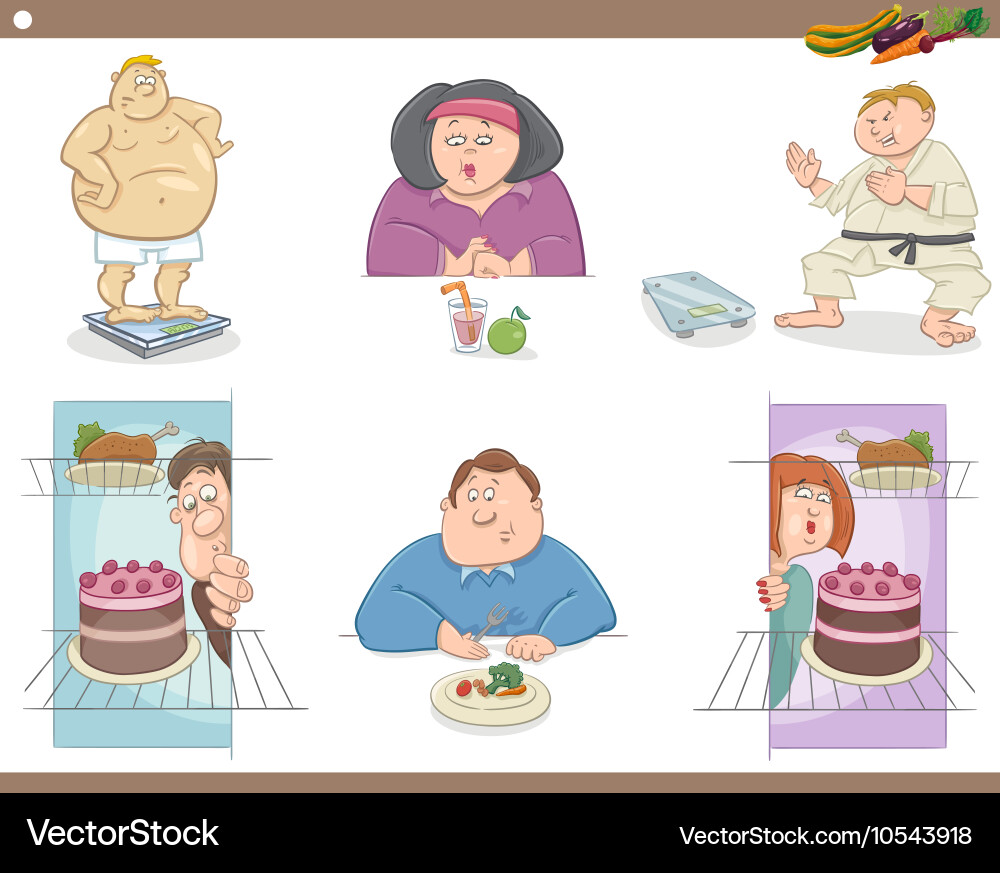 People on diet cartoon set Royalty Free Vector Image