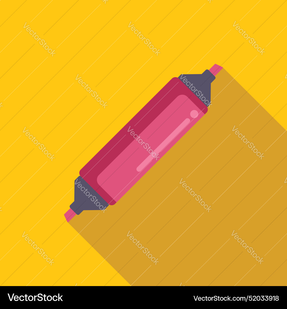 Pink highlighter pen lying on yellow background Vector Image
