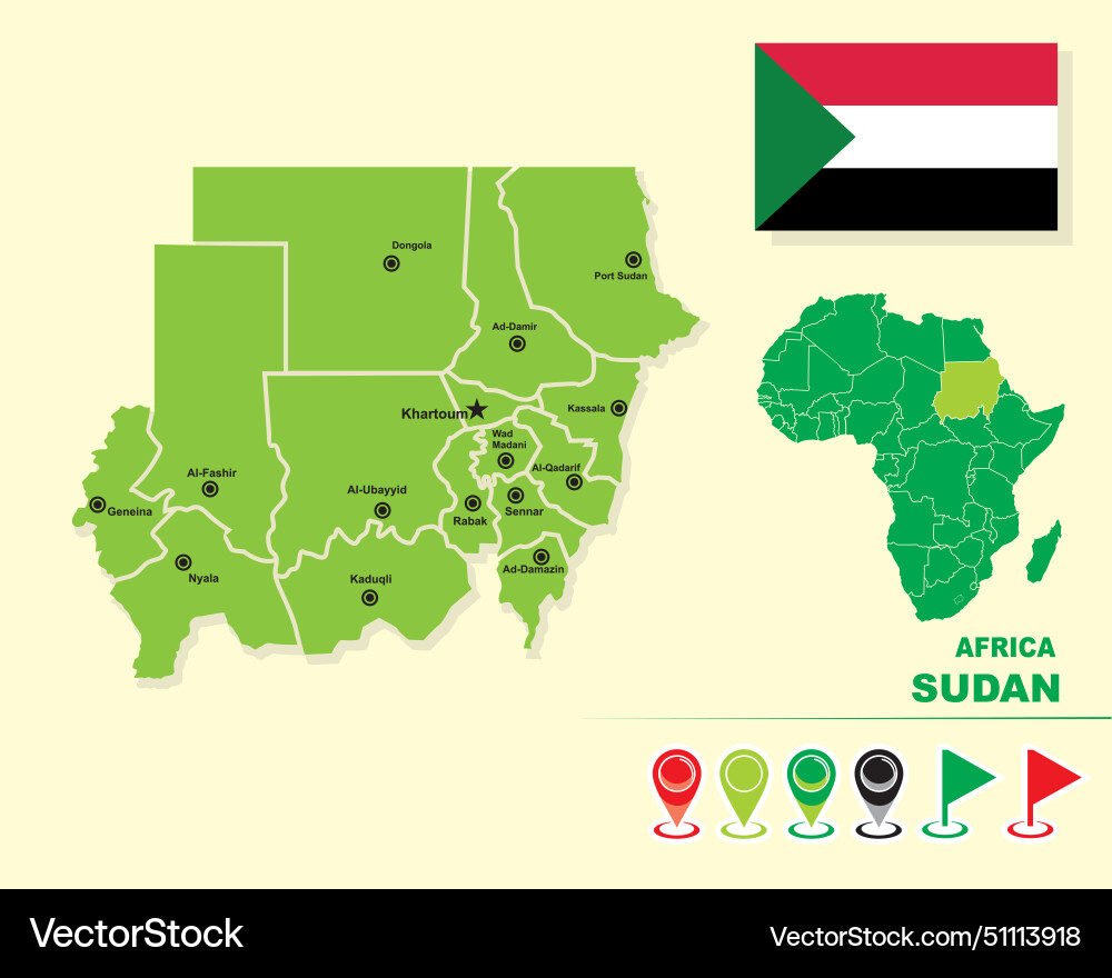 Sudan map Royalty Free Vector Image - VectorStock