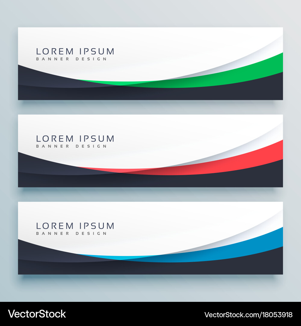 Wavy Web Banners - Set of Three Royalty Free Vector Image
