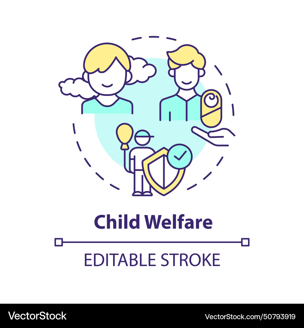 Child welfare multi color concept icon Royalty Free Vector