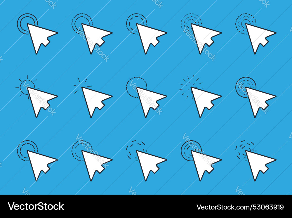 Collection of arrow pointer cursor icon click Vector Image