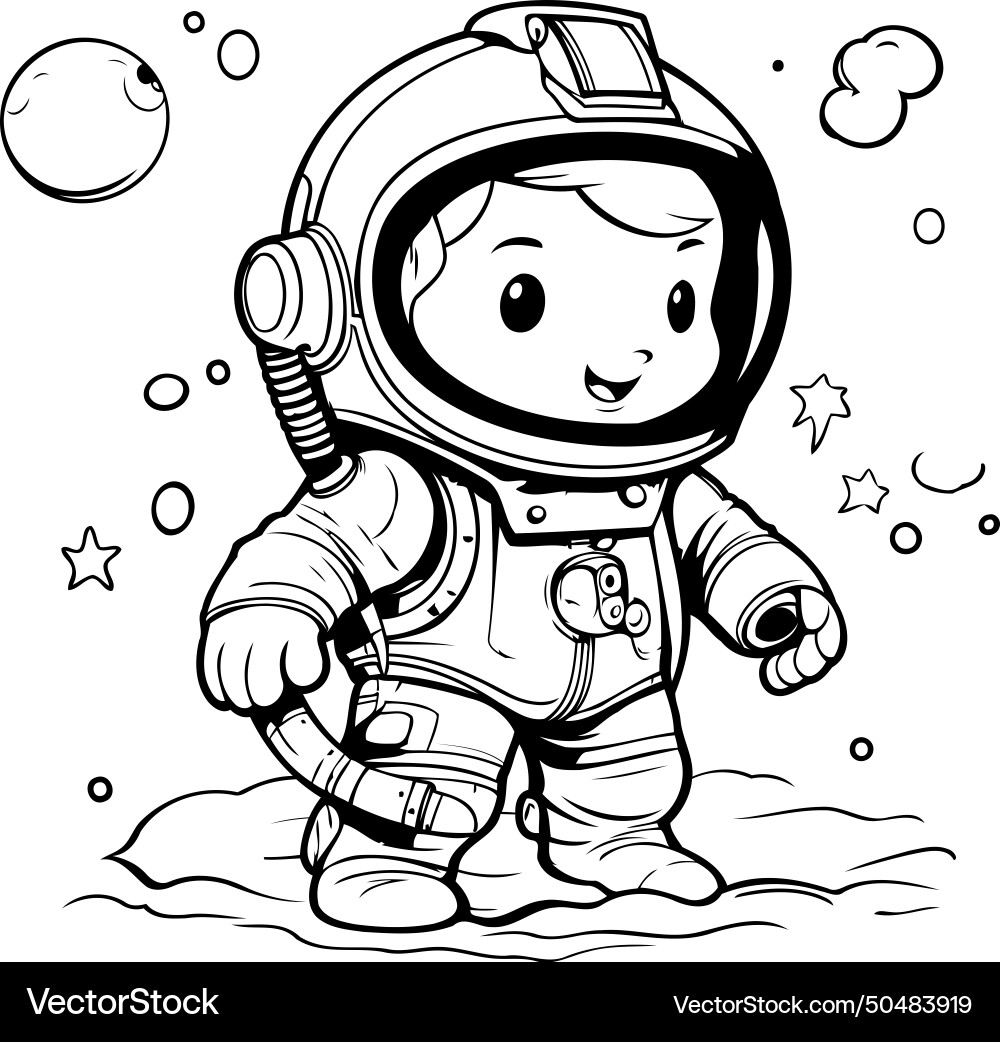 Coloring book for children astronaut in space Vector Image