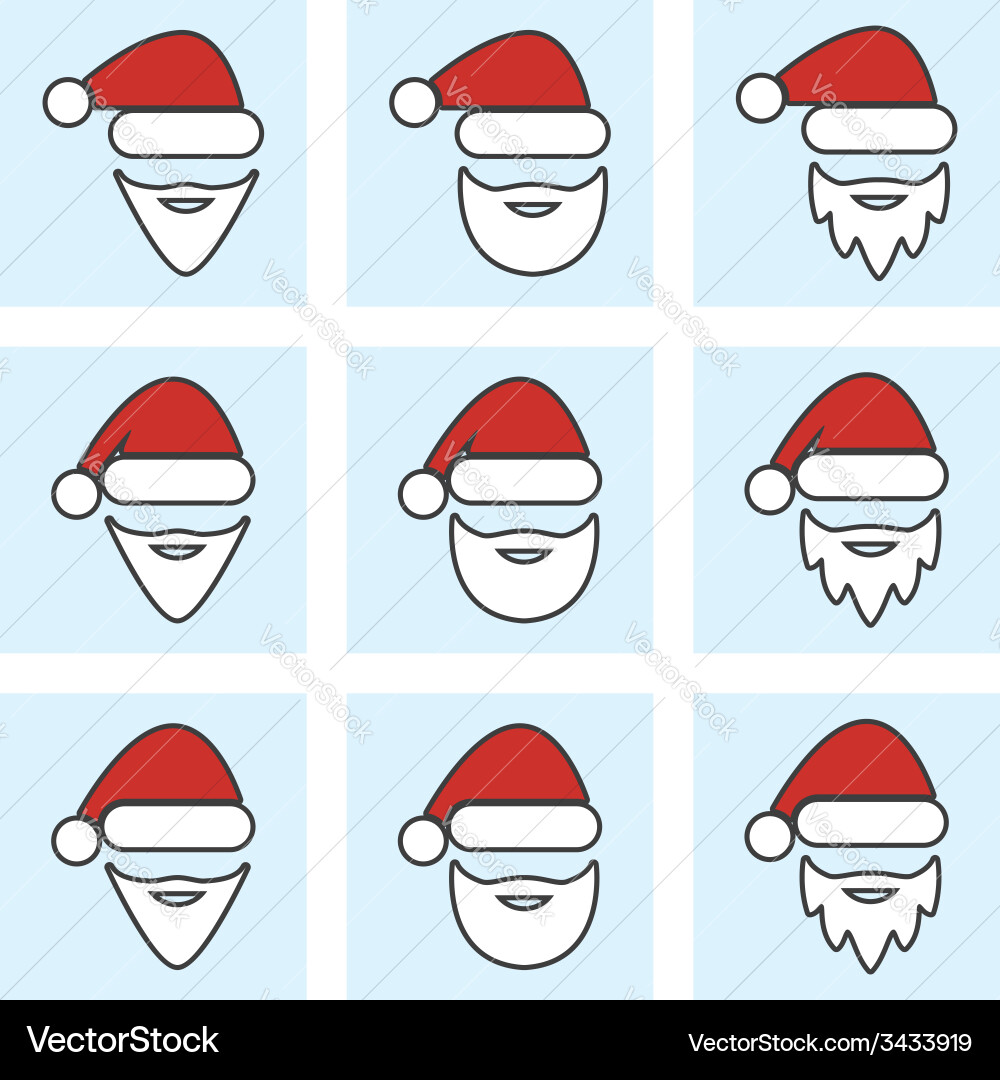 Set of santa claus face Royalty Free Vector Image
