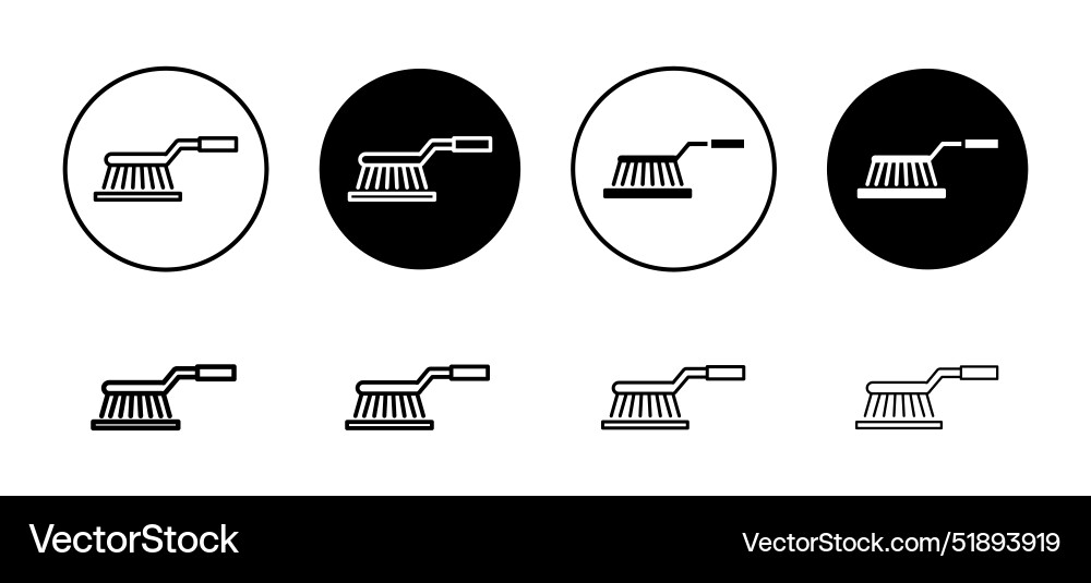 Wire brush icon set collection outline Royalty Free Vector