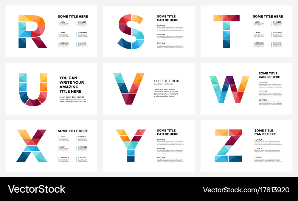 Alphabet Infografik Präsentation Folie Lizenzfreier Vektor