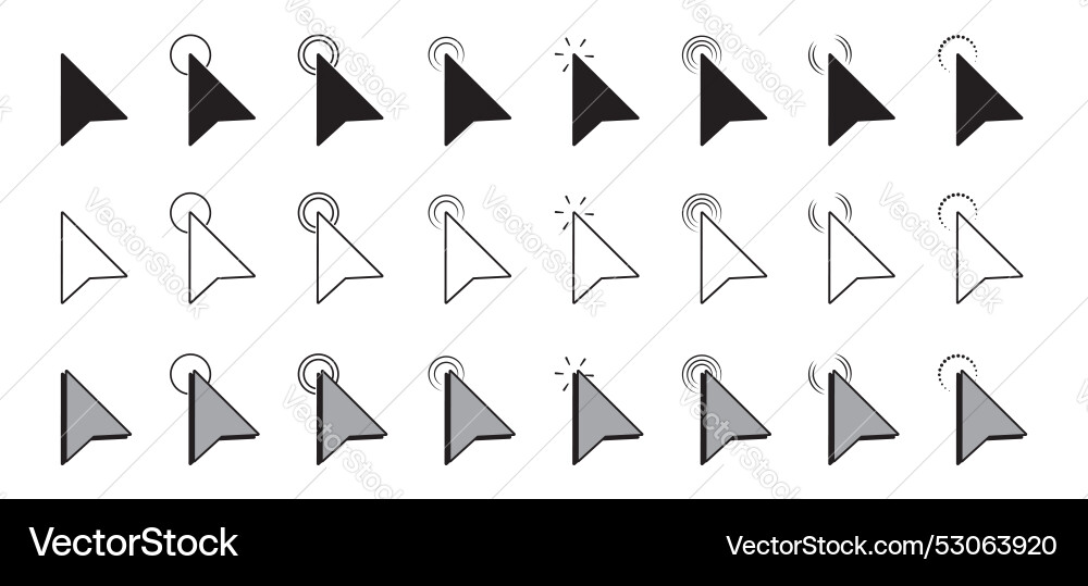 Collection of arrow pointer cursor icon click Vector Image