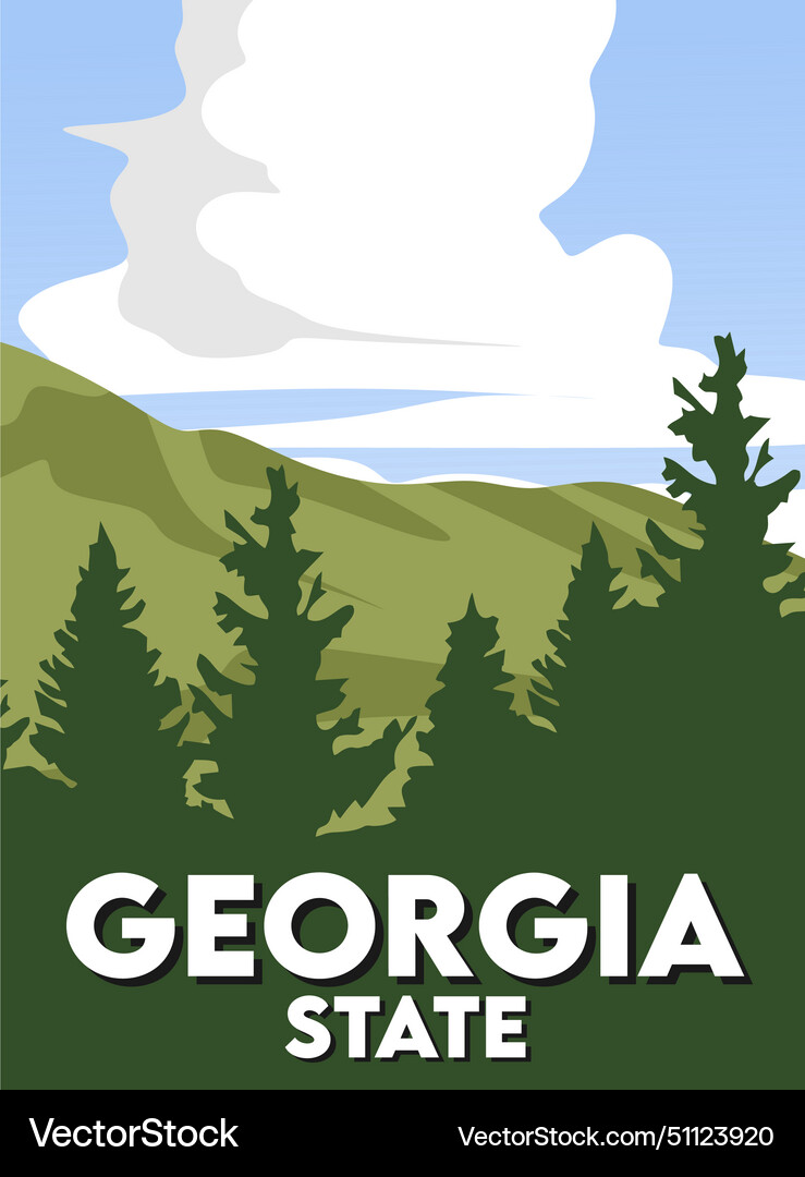 Georgia state with beautiful view Royalty Free Vector Image