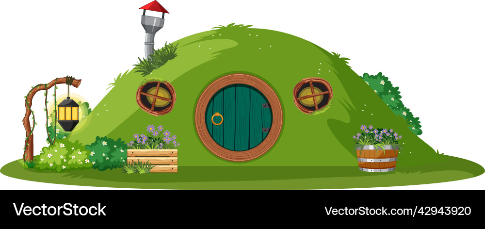 Hobbit house isolated on white background Vector Image