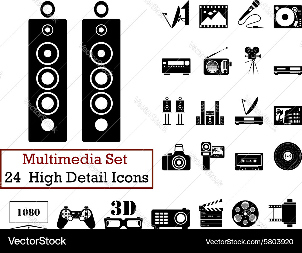 Icon set multimedia Royalty Free Vector Image - VectorStock