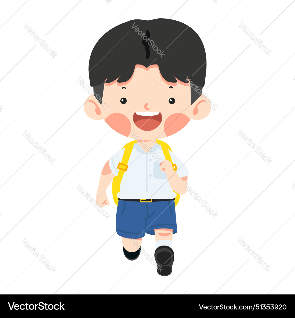 Kid boy student running cartoon Royalty Free Vector Image