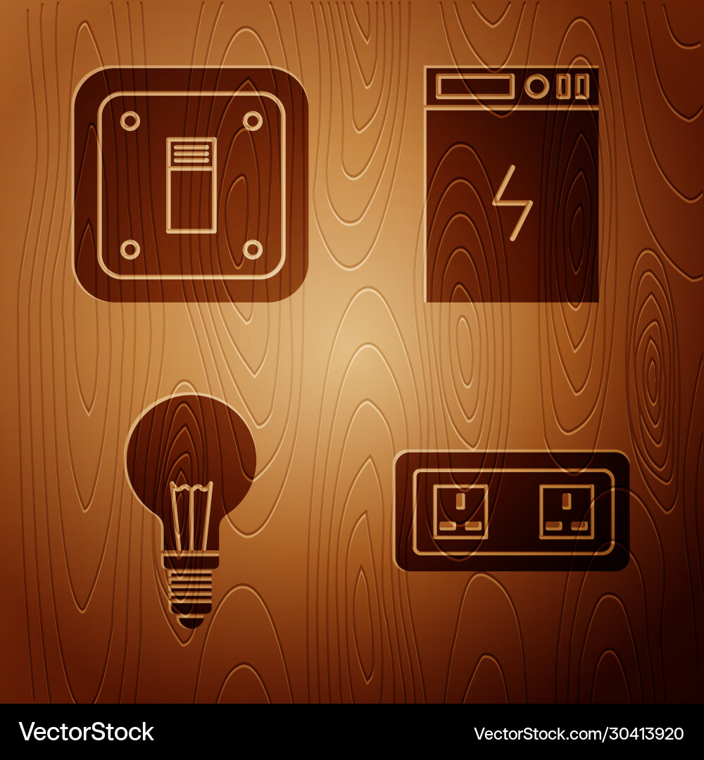 Set electrical outlet electric light switch Vector Image
