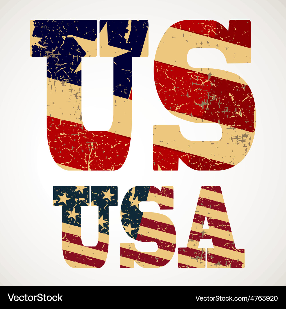 Vintage lettering us and usa flag Royalty Free Vector Image