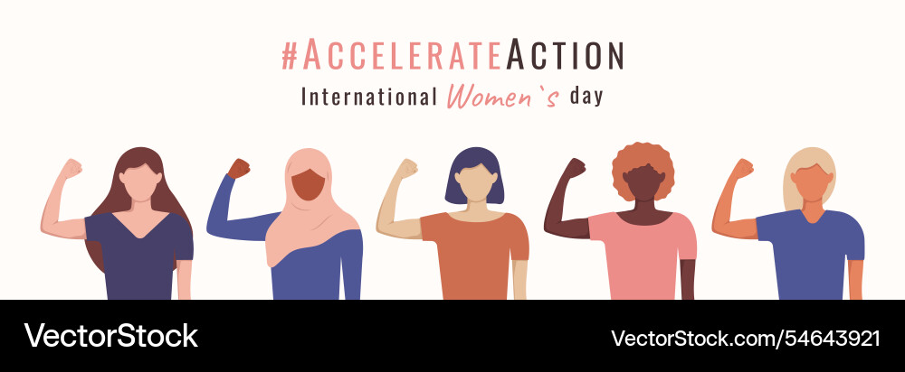 Accelerate action 2025 banner with girls variety Vector Image