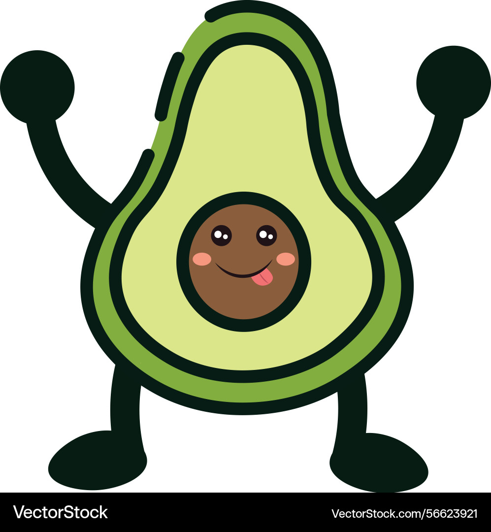 Avocado with seed face Royalty Free Vector Image