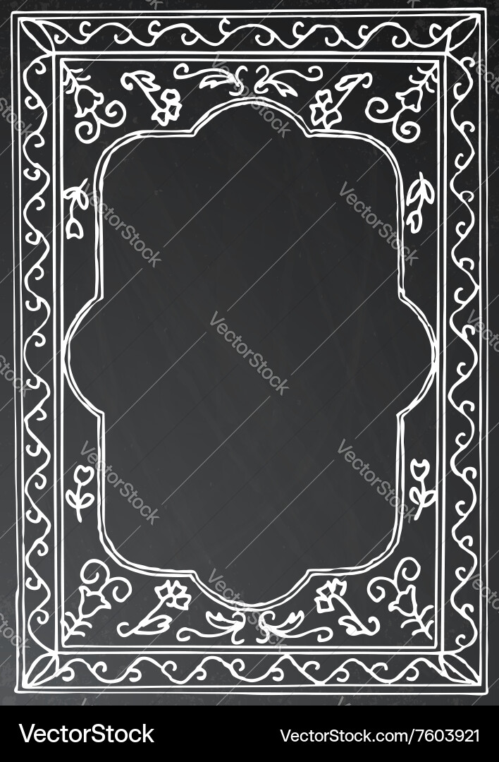 Chalk painted frame on black background Royalty Free Vector