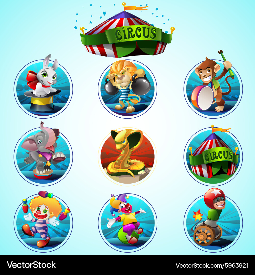 Circus Animals Clip Art Set Royalty Free Vector Image