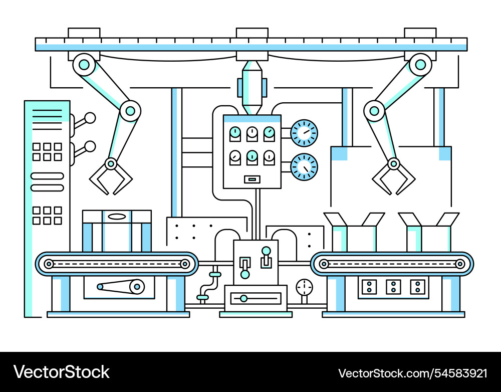 Conveyor line concept contour linear style Vector Image