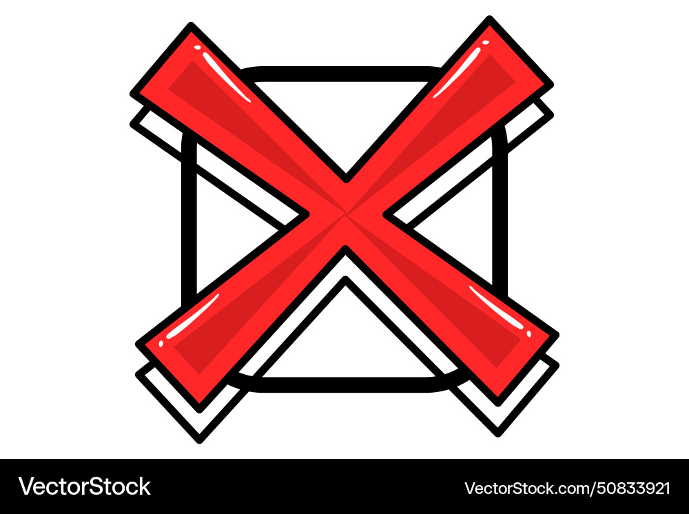 Cross sign highlight note sticker design Vector Image