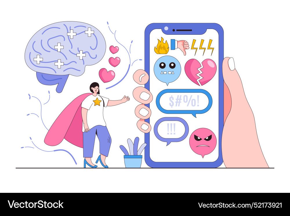 Cyberbullying prevention and digital well-being Vector Image