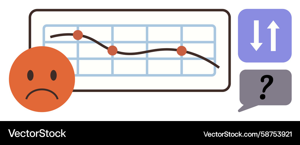 Downward Trend Graph - Sad Face Royalty Free Vector Image